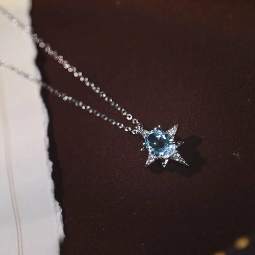 Колье MJ - Marjatta Jewelry Путеводная звезда, циркон, длина 45 см., голубой