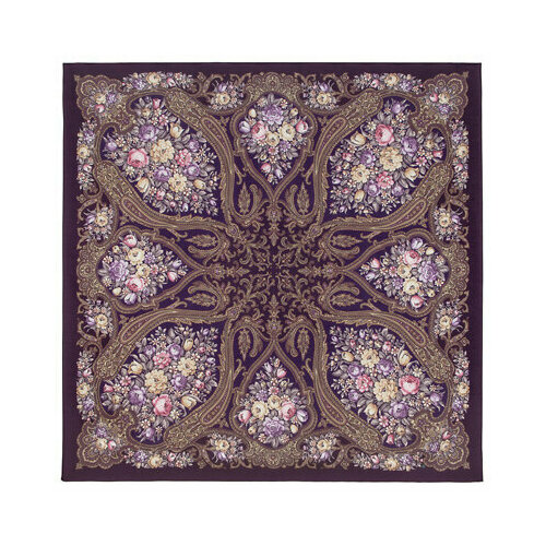 Платок Павловопосадская платочная мануфактура,135х135 см, фиолетовый