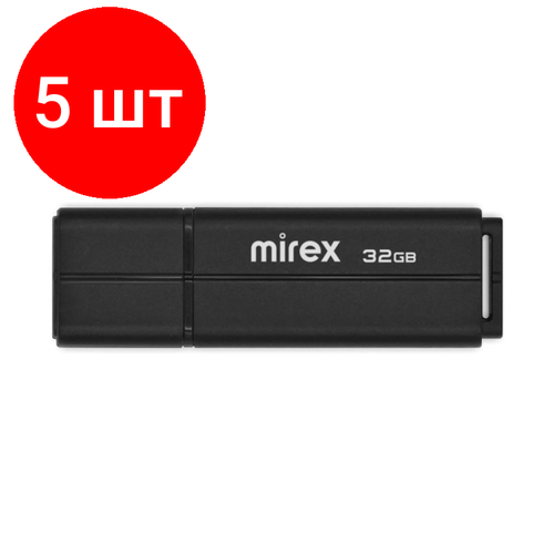 Комплект 5 штук, Флеш-память Mirex USB LINE BLACK 32Gb (13600-FMULBK32 )