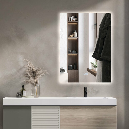 Зеркало для ванной Qwerty 140*90 прямоугольное вертикальное c подогревом