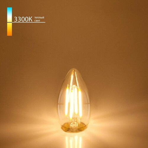 Лампа светодиодная филаментная "Свеча" E27 (C35 прозрачный) Elektrostandard BLE2733, 9 Вт, 3300 K