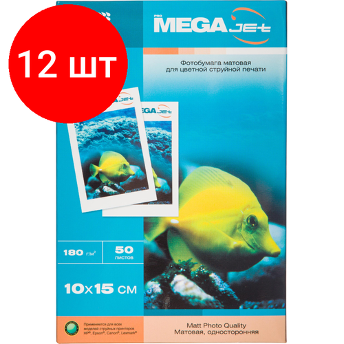 Комплект 12 упаковок, Фотобумага для цв. струй. печ. ProMEGA jet (10х15.180г, мат)уп.50л(1457505)