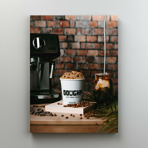 Интерьерная картина на холсте "Завтрак в кофейне" для кухни, кафе и ресторанов, размер 22x30 см