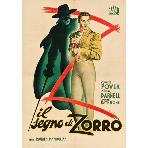 Плакат, постер на холсте Знак Зорро (The Mark of Zorro, 1940г). Размер 30 на 42 см