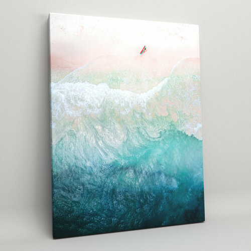 Картина на холсте (интерьерный постер) "Пенные волны" моря и океаны, с деревянным подрамником, размер 45x60 см
