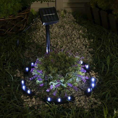 Садовый светильник на солнечной батарее «Обруч», 15 LED, свечение белое (комплект из 2 шт)