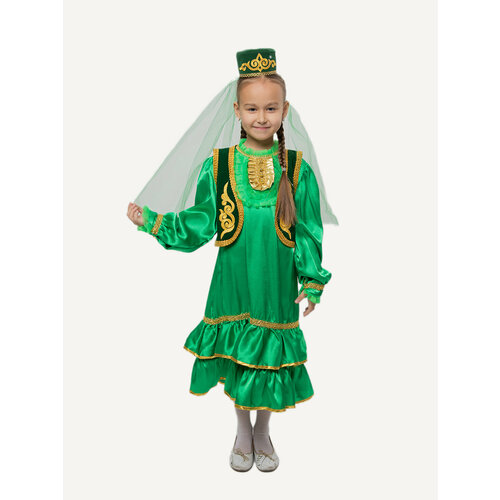 Татарский национальный костюм для девочки, цвет зеленый, 134 размер