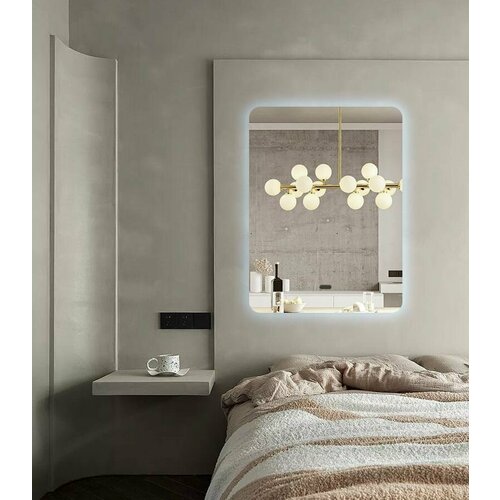 Зеркало Prisma 140*90 прямоугольное вертикальное "парящее" с холодной LED-подсветкой включение "взмах руки"