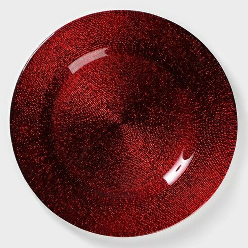 Тарелка стеклянная десертная Magistro «Карамель. Красный», d=21 см, цвет красный (комплект из 2 шт)