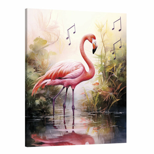 Интерьерная картина 50х70 "Поющие перья фламинго"