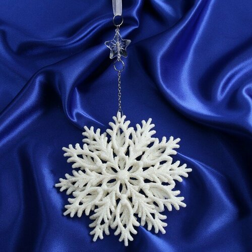 Елочное украшение Зимнее волшебство "Резная снежинка", диаметр 13 см, белое