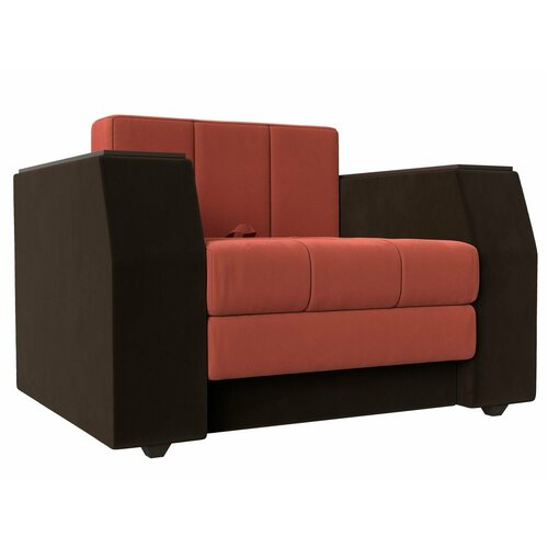 Кресло-кровать Атлантида, Микровельвет коралловый и коричневый
