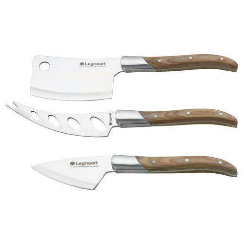 Набор ножей для сыра Legnoart Reggio, 3 предмета, японская сталь, ручки из светлого дерева, п/у