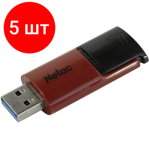 Комплект 5 штук, Флеш-память Netac U182 Red USB3.0 Flash Drive 32GB, retractable