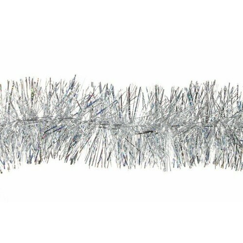 Мишура новогодняя 10см 6-180-10 серебро с голографией (10 шт.)