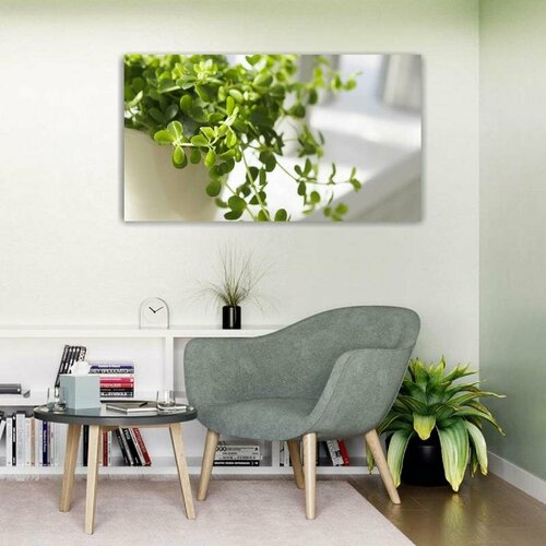 Картина на холсте 60x110 LinxOne "Цветок, горшок, растение, листья" интерьерная для дома / на стену / на кухню / с подрамником