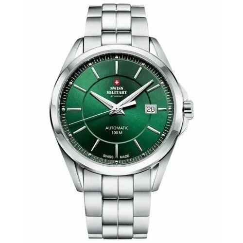 Наручные часы SWISS MILITARY BY CHRONO Chrono SMA34085.04, серебряный, зеленый