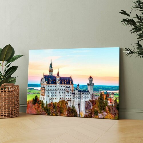 Картина на холсте (Замок Нойшванштайн в Баварии, Германия) 60x80 см. Интерьерная, на стену.