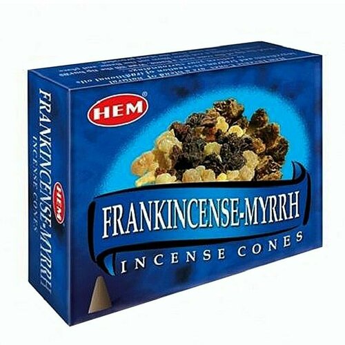 Hem Incense CONES FRANKINCENSE-MYRRH (Благовония конусы ладан И мирра, Хем), уп. 10 конусов.