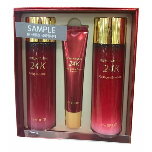 THE SAEM Набор для лица уходовый антивозрастной ROYAL NATURAL 24K Collagen Skin Care 2 Set (тонер 150мл, эмульсия 150мл, крем для глаз 40мл)