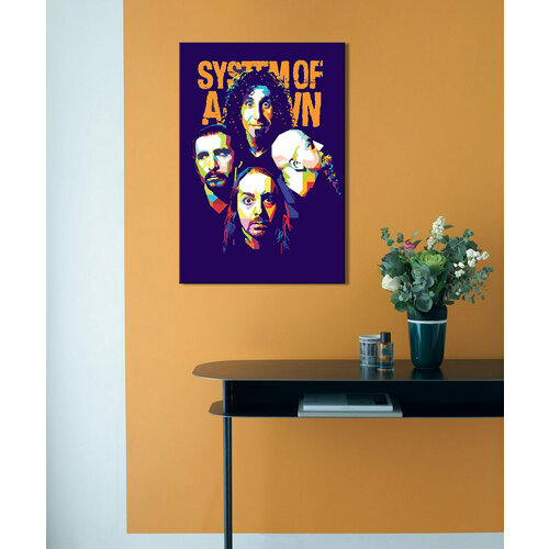 Картина на холсте для интерьера - System of a down музыкальная группа яркий арт 30х40