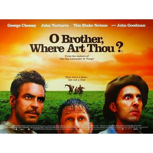 Плакат, постер на холсте О, где же ты, брат? (O Brother, Where Art Thou?), Джоэл Коэн, Итан Коэн. Размер 30 х 42 см