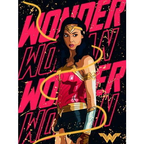 Плакат, постер на холсте Wonder Woman/Чудо-женщина/искусство/арт/абстракция/творчество. Размер 60 х 84 см