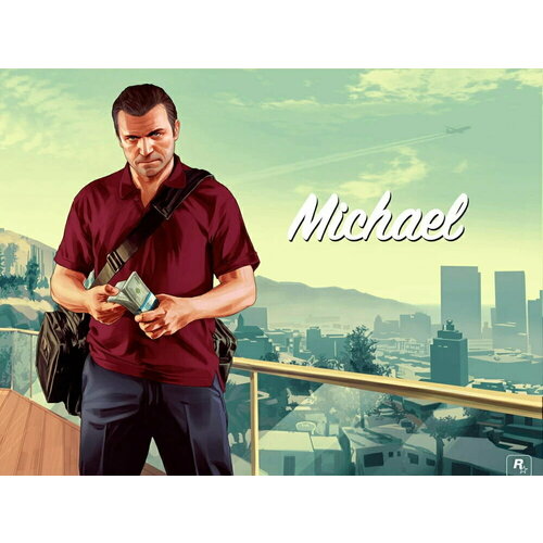 Плакат, постер на бумаге Grand Theft Auto 5 -Michael/искусство/арт/абстракция/творчество. Размер 21 на 30 см