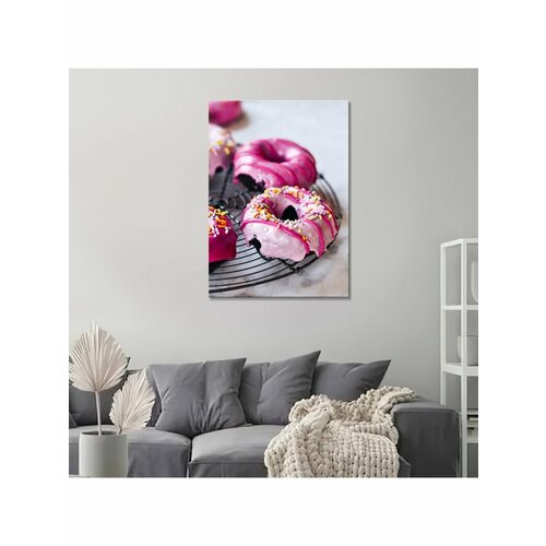 Картина на холсте с подрамником Пончики в розовой глазури 3 40х60
