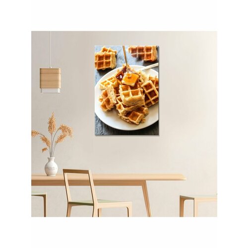Картина на холсте с подрамником Вафли с мёдом3 50х70