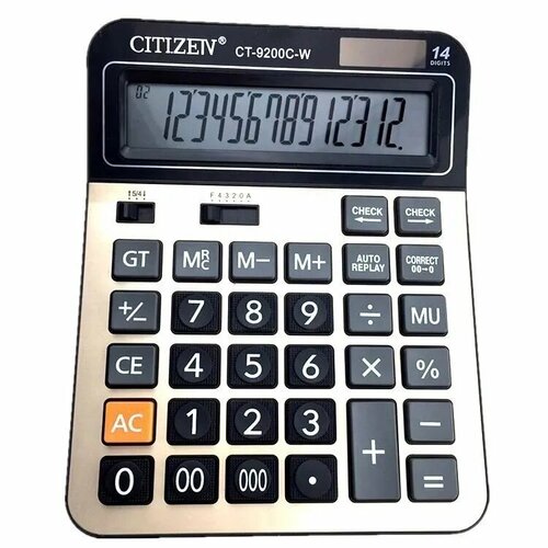 Калькулятор настольный школьный CT-9200C / настольный / бежевый / 14 разрядный