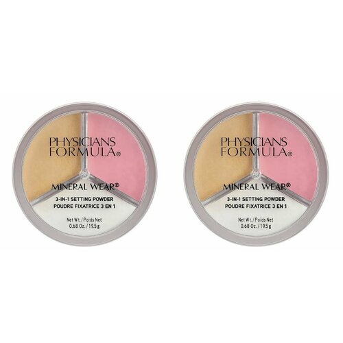 Physicians Formula Пудра рассыпчатая 3 в 1 Mineral Wear 3-in-1 Setting Powder, 19.5 г, 2 шт