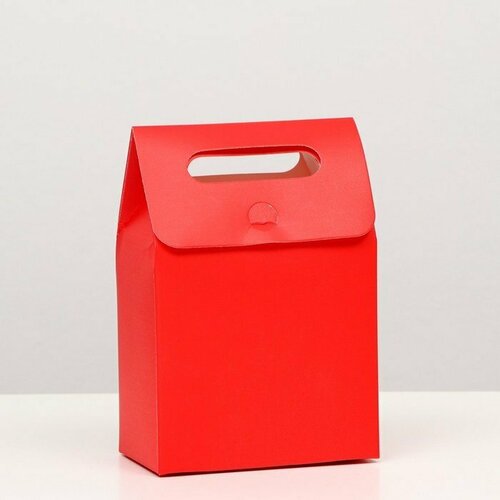 Коробка-пакет с ручкой, красная, 19 х 14 х 8 см (комплект из 25 шт)