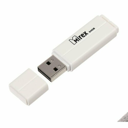 Флешка Mirex LINE WHITE, 64 Гб, USB2.0, чт до 25 Мб/с, зап до 15 Мб/с, белая (комплект из 2 шт)