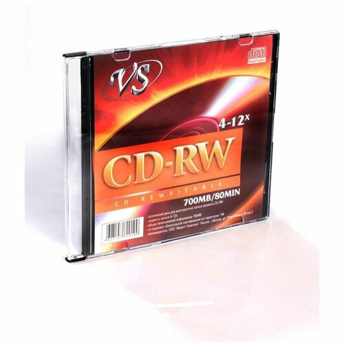 Компакт диск VS CD-RW, скорость записи 4x-12x, 700 мб, 1 шт