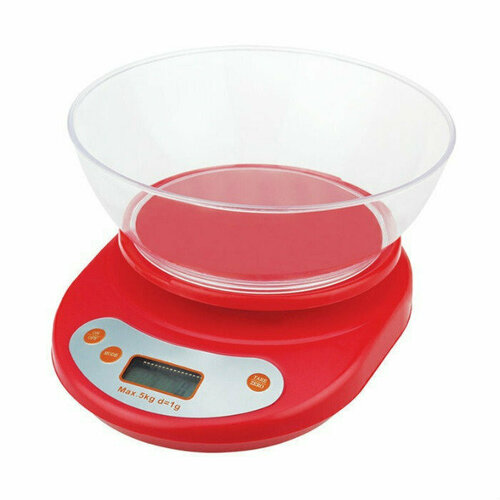 Весы кухонные электронные WH-B05 до 5 кг, с чашей, красные