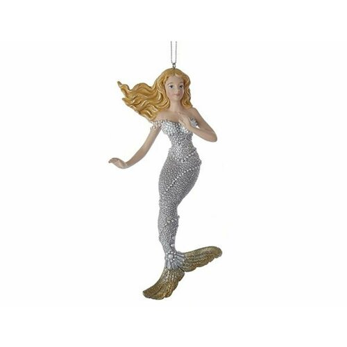 Ёлочная игрушка русалочка аломи, полистоун, 15 см, подвеска, Kurts Adler C6794-2