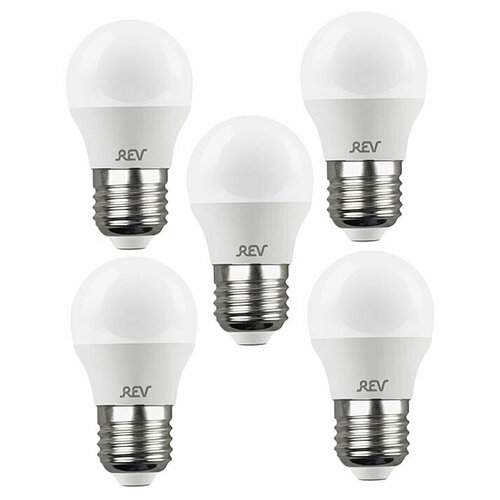 Лампа светодиодная REV 7 Вт E27 шар G45 4000К естественный белый свет 220 В матовая (5 шт.)