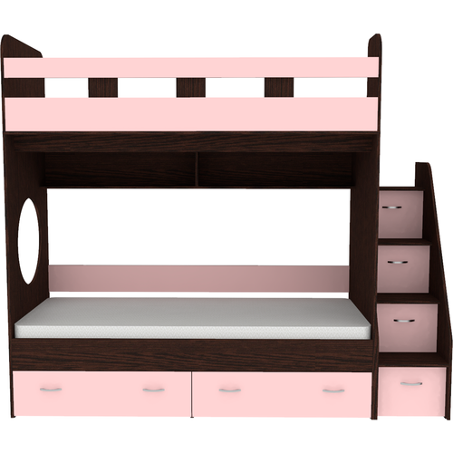 Двухъярусная кровать Юниор 1 90x200 Венге Розовый