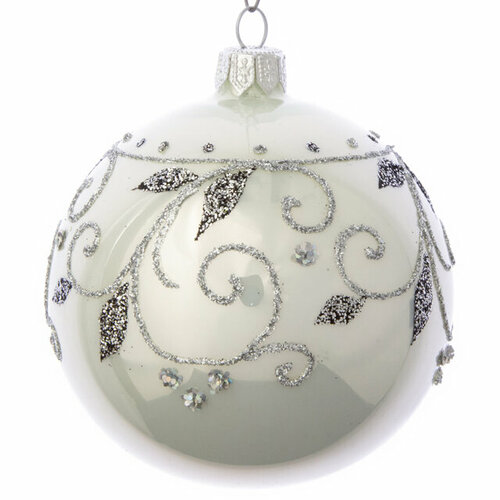 Елочка Стеклянный елочный шар Жасмин 8 см белый С 2106