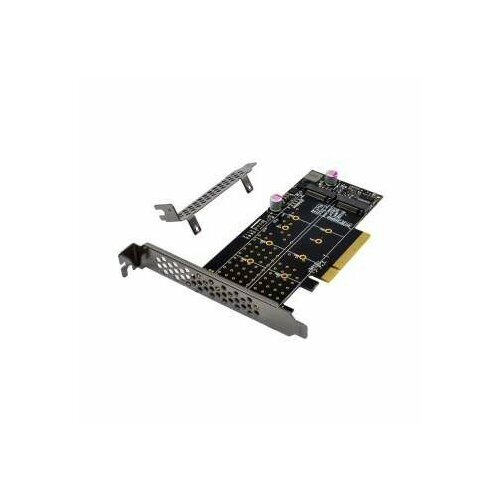 Orient переходник C303E2 , Переходник PCI-Ex8->2 x M.2 M-key NVMe SSD, тип 2230 2242 2260 2280 22110, 2 планки крепления в комплекте 31325