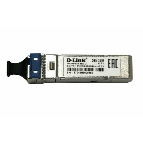 Трансивер D-Link DEM-331R 1-port mini-GBIC 1000Base-LX SMF WDM SFP Tranceiver TX-1310nm, RX-1550nm (up to 40km, support 3.3V power, LC connector)