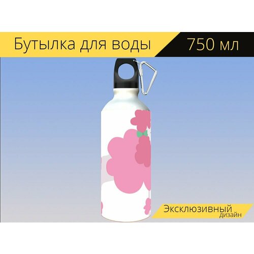 Бутылка фляга для воды "Пудель, иллюстрация собака, картинки" 750 мл. с карабином и принтом