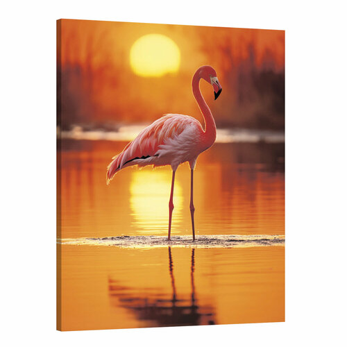 Интерьерная картина 50х70 "Фламинго на рассвете"