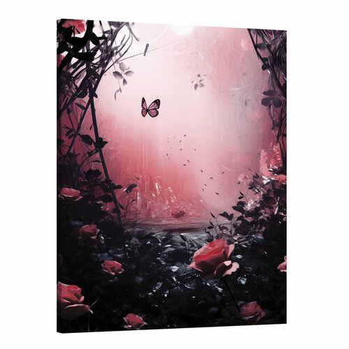 Интерьерная картина 50х70 "Розы в сказочном лесу"