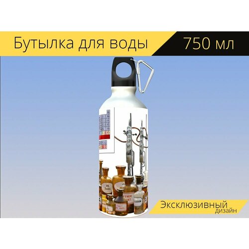 Бутылка фляга для воды "Медицина, химия, лаборатория" 750 мл. с карабином и принтом