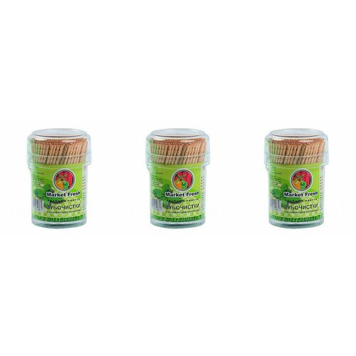 Market Fresh Зубочистки деревянные с освежающим ментолом, 300 шт, 3 уп /