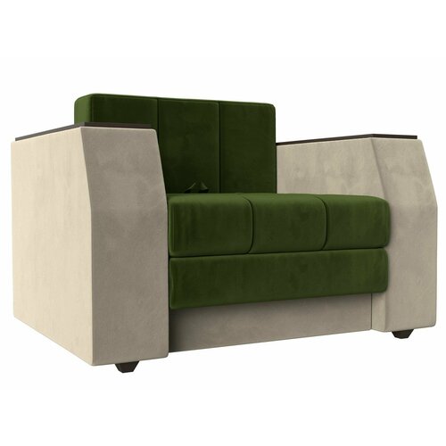 Кресло-кровать Атлантида, Микровельвет зеленый и бежевый