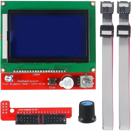 Дисплей 12864 FULL GRAPHIC Smart Controller (LCD12864 RepRap Discount Full Graphic Smart Controller), для платформы Ramps v1.4, v1.5, v1.6.