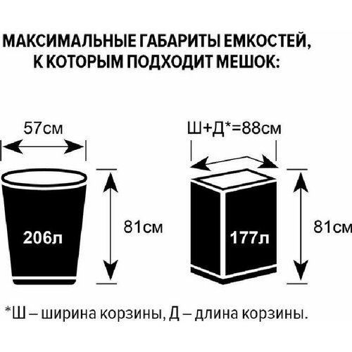 Мешки для мусора Мешки для мусора ПВД 180л 45 микрометров 10 штук в рулоне черные 90x120см Удачные Супер